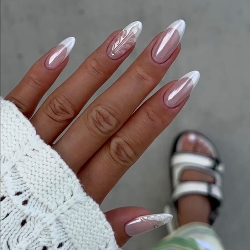 DND White Pearl Chrome Effect Powder #01 – DND Gel USA